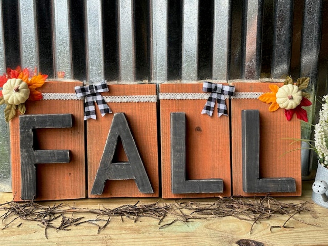 The Fall Sign Autumn Pumpkin Wood DIY Craft Project Halloween Decor ...