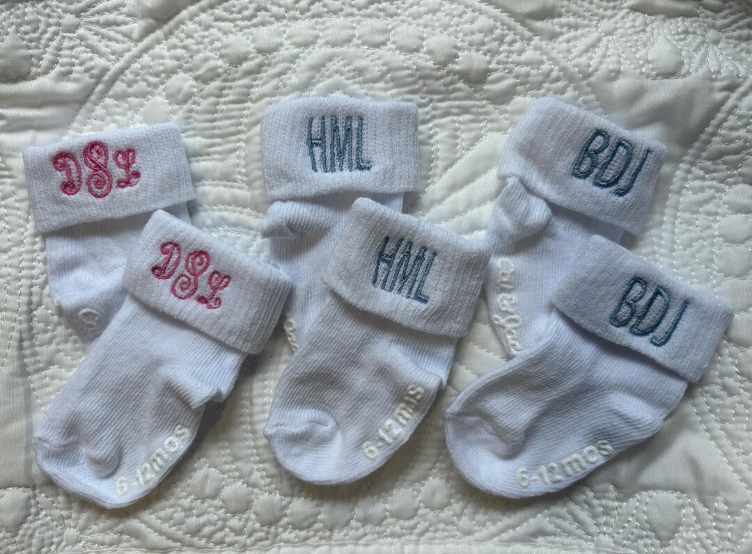 Infant Custom Monogrammed Socks, Embroidered Monogrammed Socks - Etsy