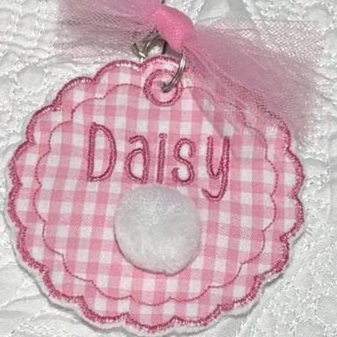 Easter Basket Gingham Embroidered Bag Tags, Easter Bunny Basket Gingham ...