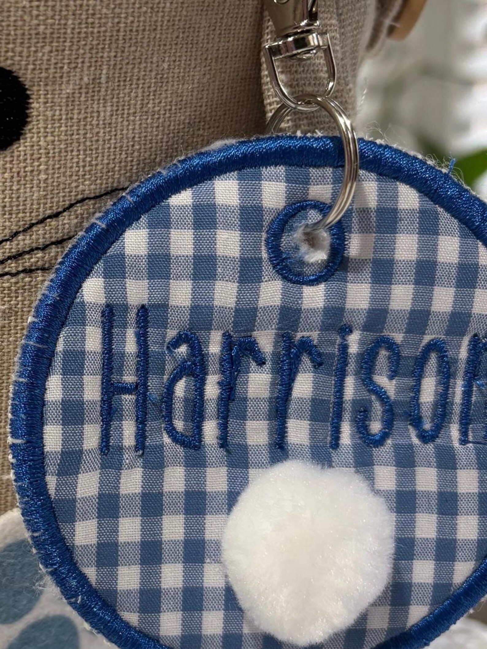 Easter Basket Gingham Embroidered Bag Tags, Easter Bunny Basket Gingham ...