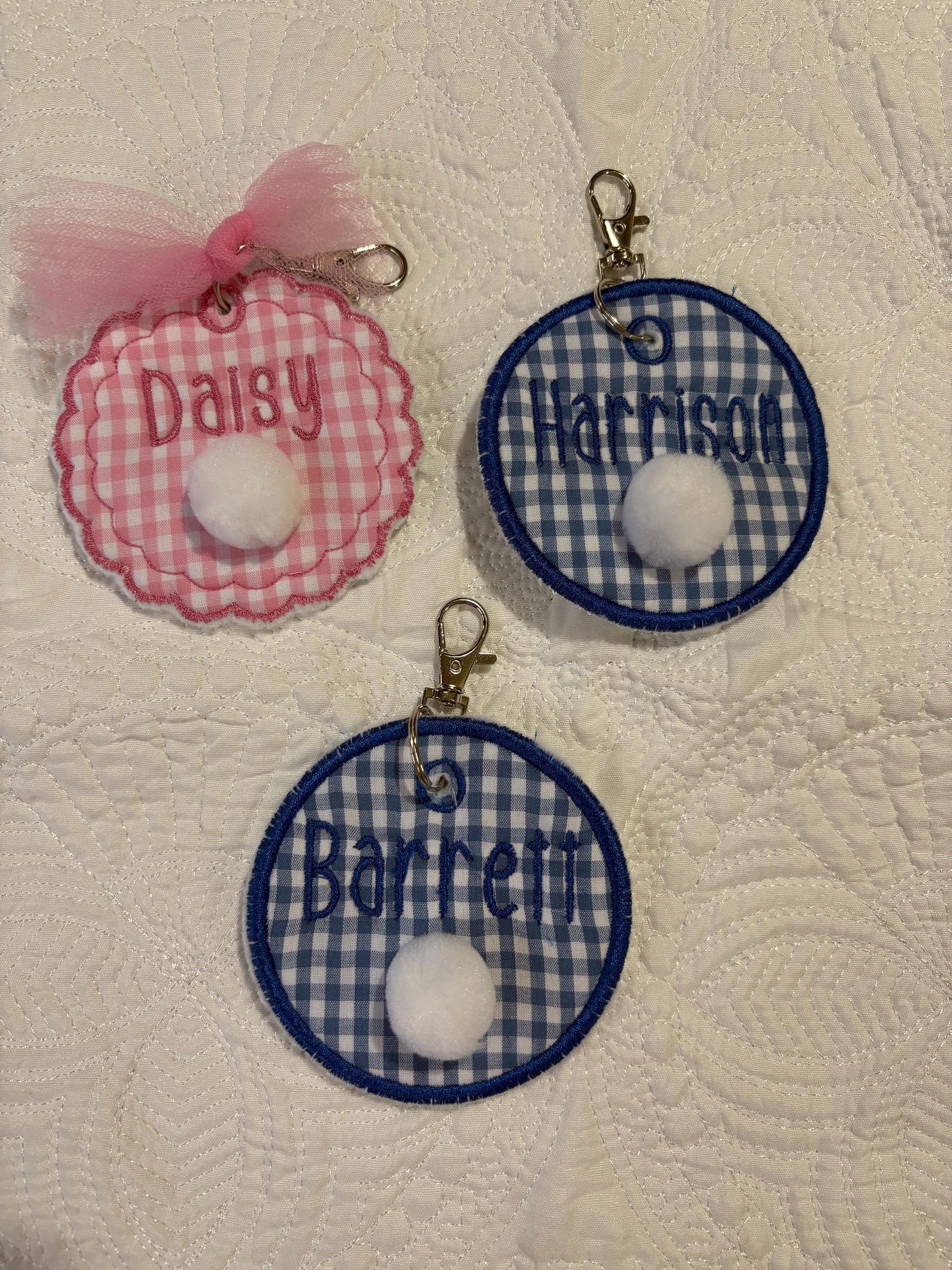 Easter Basket Gingham Embroidered Bag Tags, Easter Bunny Basket Gingham ...