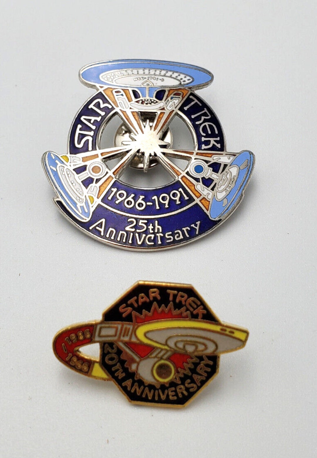Set of 2 Star Trek 20th & 25th Anniversary Cloisonne Pin Set- 2 for One ...