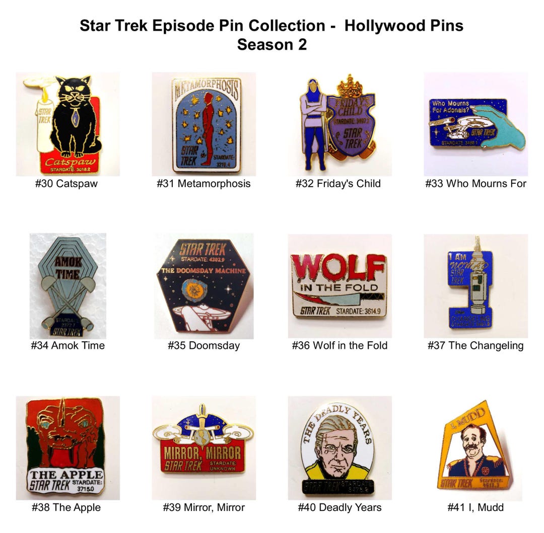 Star Trek Season 2 Episode Pins- Hollywood Pin TOS- 1990s —> Your ...