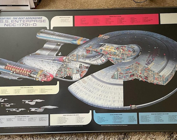 1991 USS Enterprise NCC-1701 D Star Trek TNG Color Cut-away Poster ...