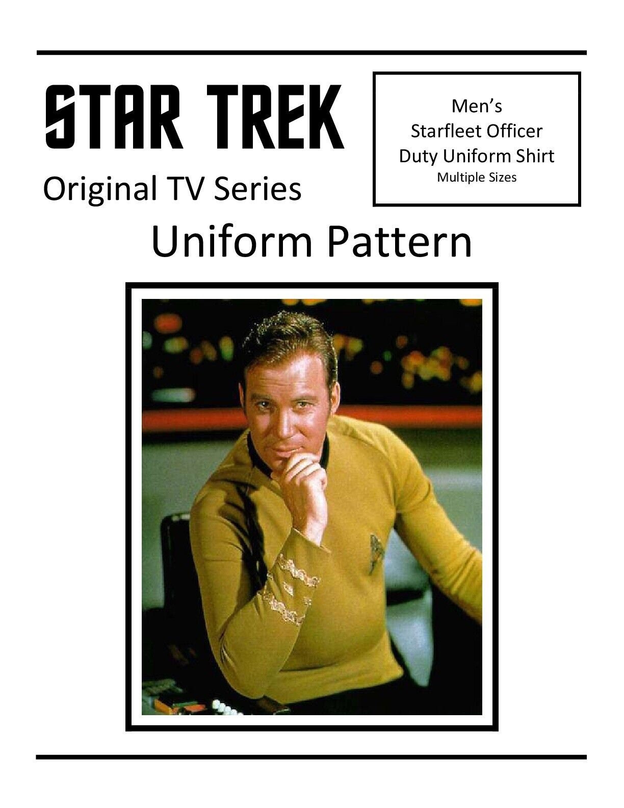 Star Trek TOS Starfleet Officer Duty Male Shirt Uniform Pattern ...