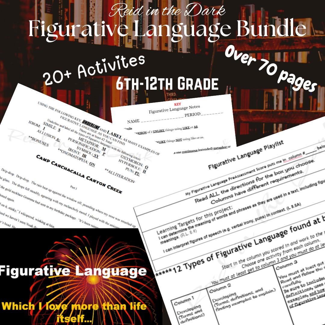 Figurative Language Unit Bundle PDF, 85 Pages, Over 20 Differentiated ...