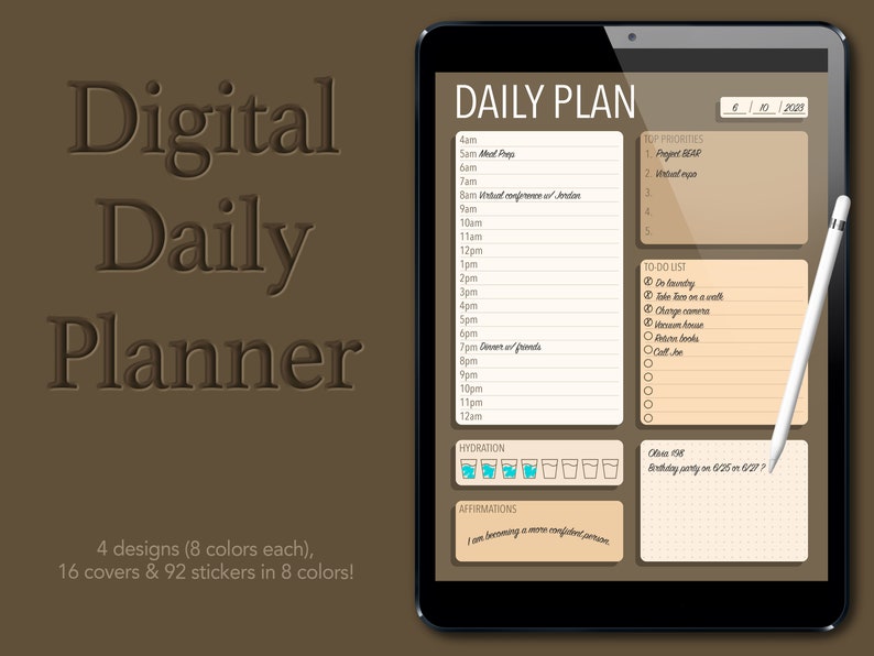 Digital Daily Planner, Goodnotes Planner, iPad Planner | 4 Designs (8 ...
