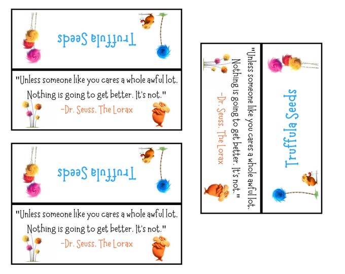 Dr. Seuss Treat Bag Card, Dr. Seuss Printable, Truffula Seeds, Dr ...