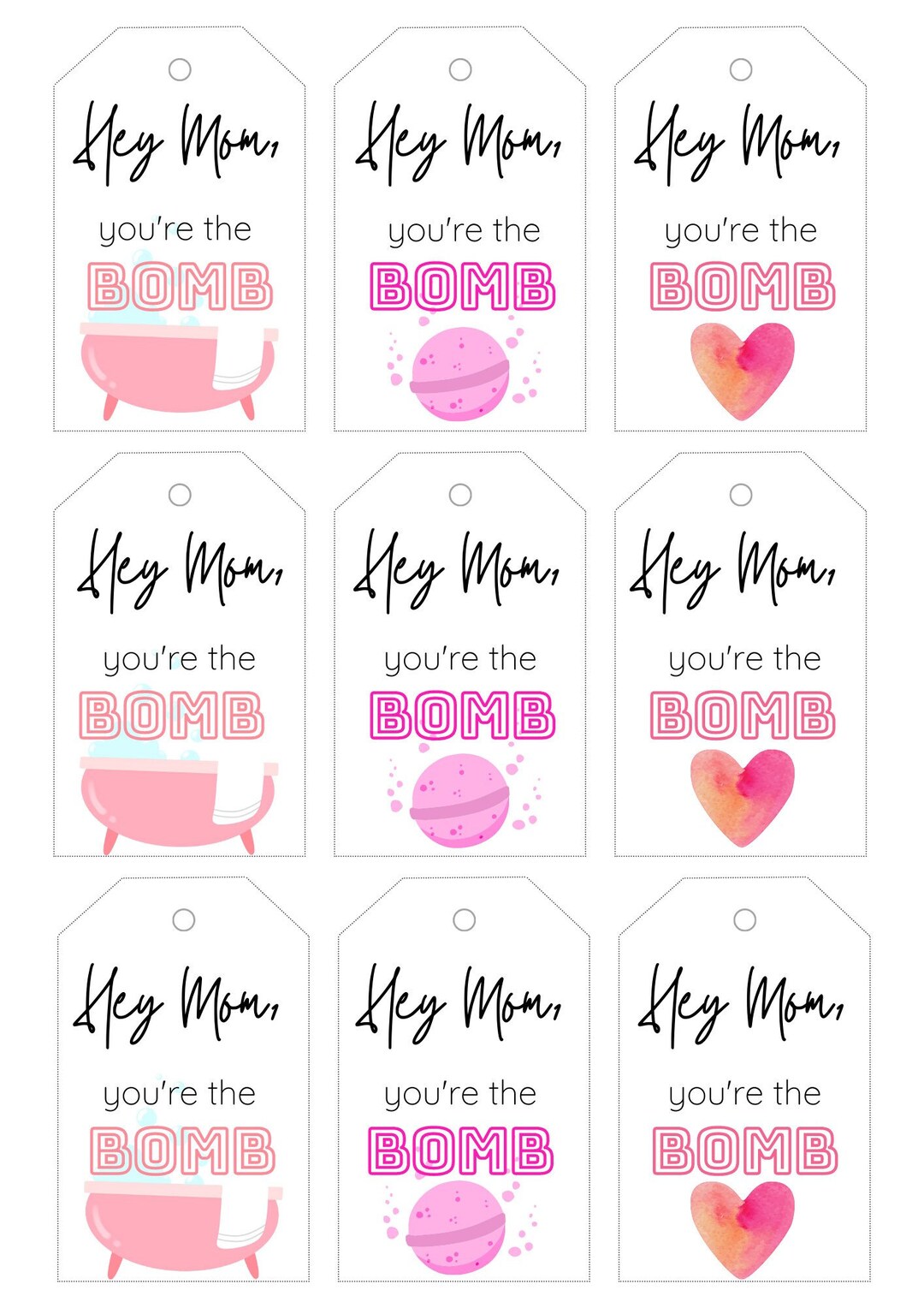 Mom Gift Tag for Bath Bomb - Etsy