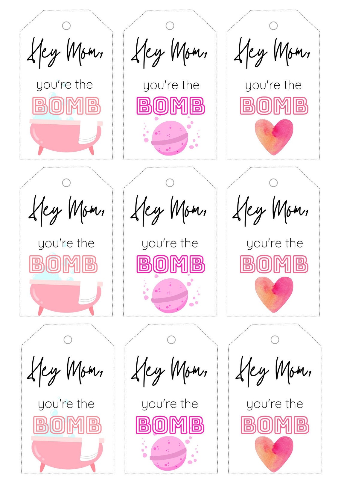 Mom Gift Tag for Bath Bomb - Etsy