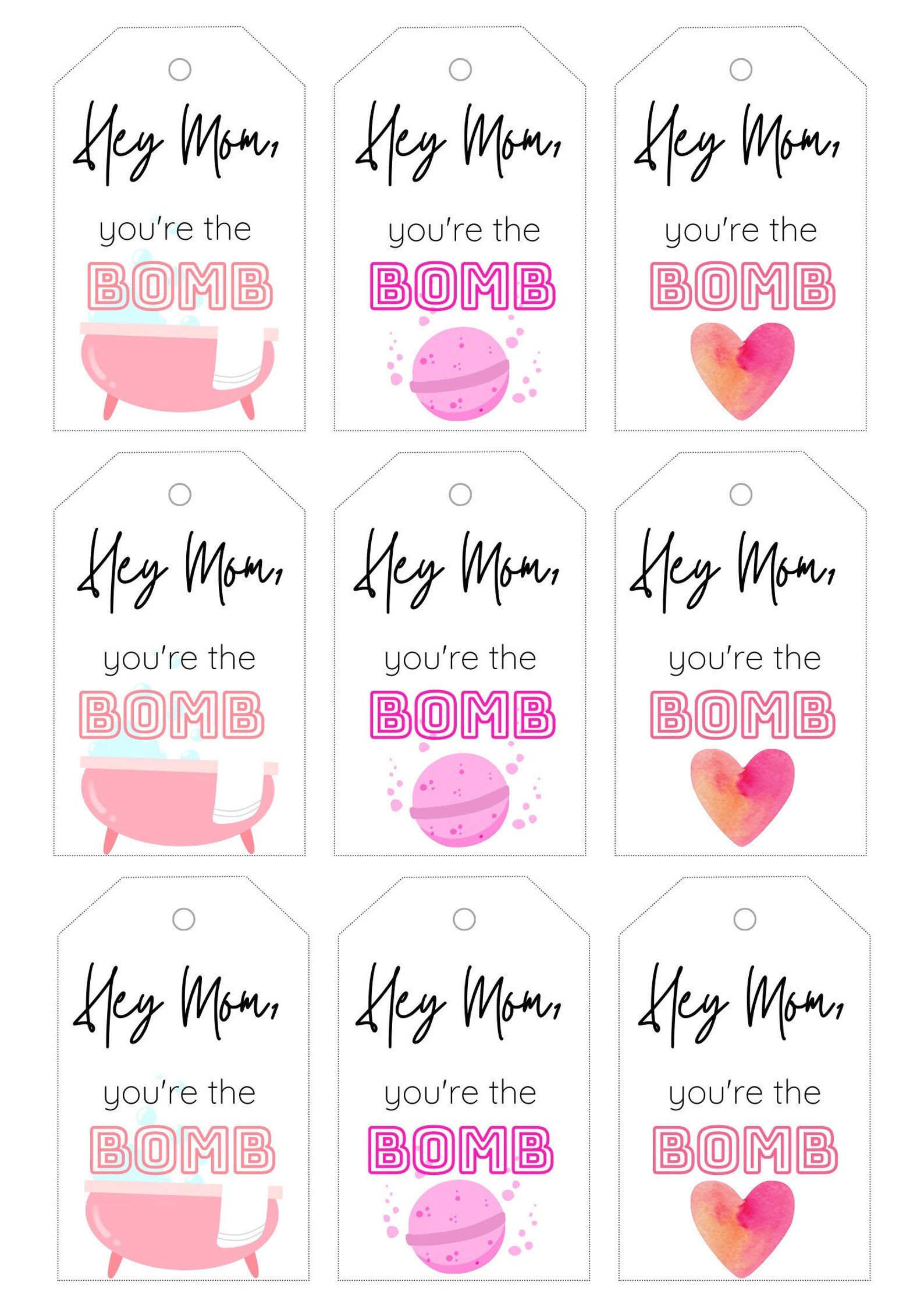 Mom Gift Tag for Bath Bomb - Etsy