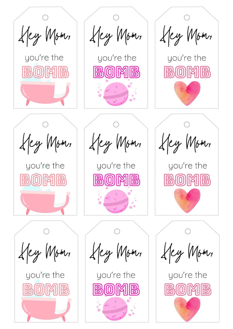 Mom Gift Tag for Bath Bomb - Etsy