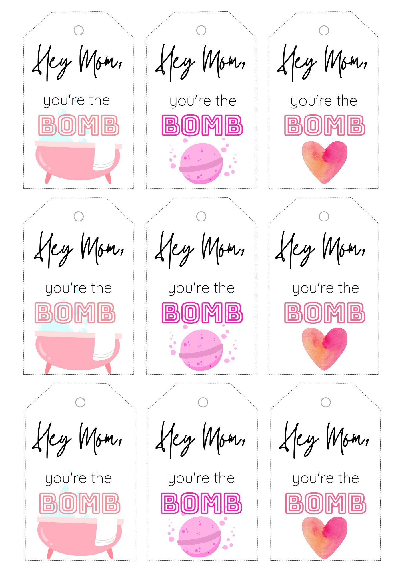 Mom Gift Tag for Bath Bomb - Etsy