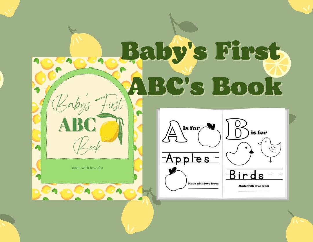 Lemon ABC Coloring Book Baby Shower Cute Citrus Baby Shower Keepsake ...