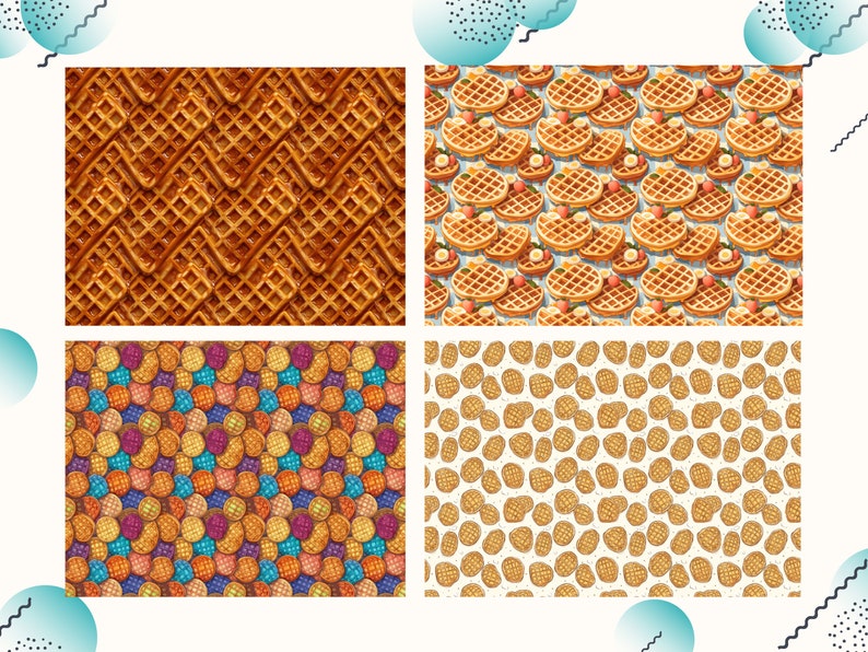 Waffle Seamless Design Bundle, Cute Fun Digital Pattern Download, High ...
