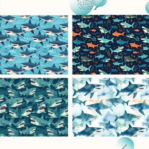 Shark Seamless Designs Bundle, Scary and Fun Digital Pattern Download ...