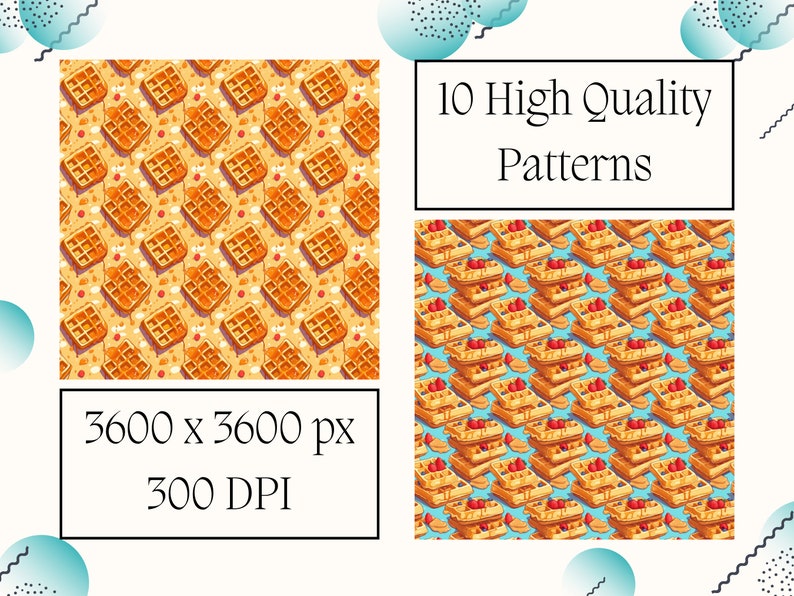 Waffle Seamless Design Bundle, Cute Fun Digital Pattern Download, High ...