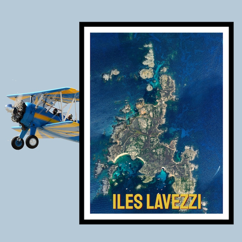 Poster Lavezzi Islands in Bonifacio Aerial Photo of South Corsica ...