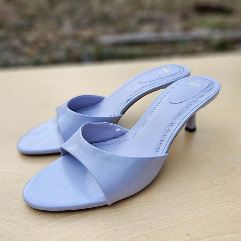 Zara Pointed Toe Heel Sandals Slip Ons Womens Shoes Size 8.5 Prestine ...