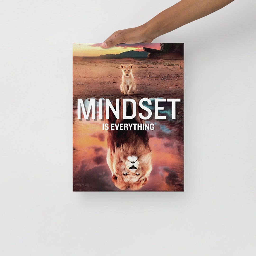 Mindset is Everything Quote Wall Art (poster/canvas) | Lion Cub Reflection Art | Motivational ...