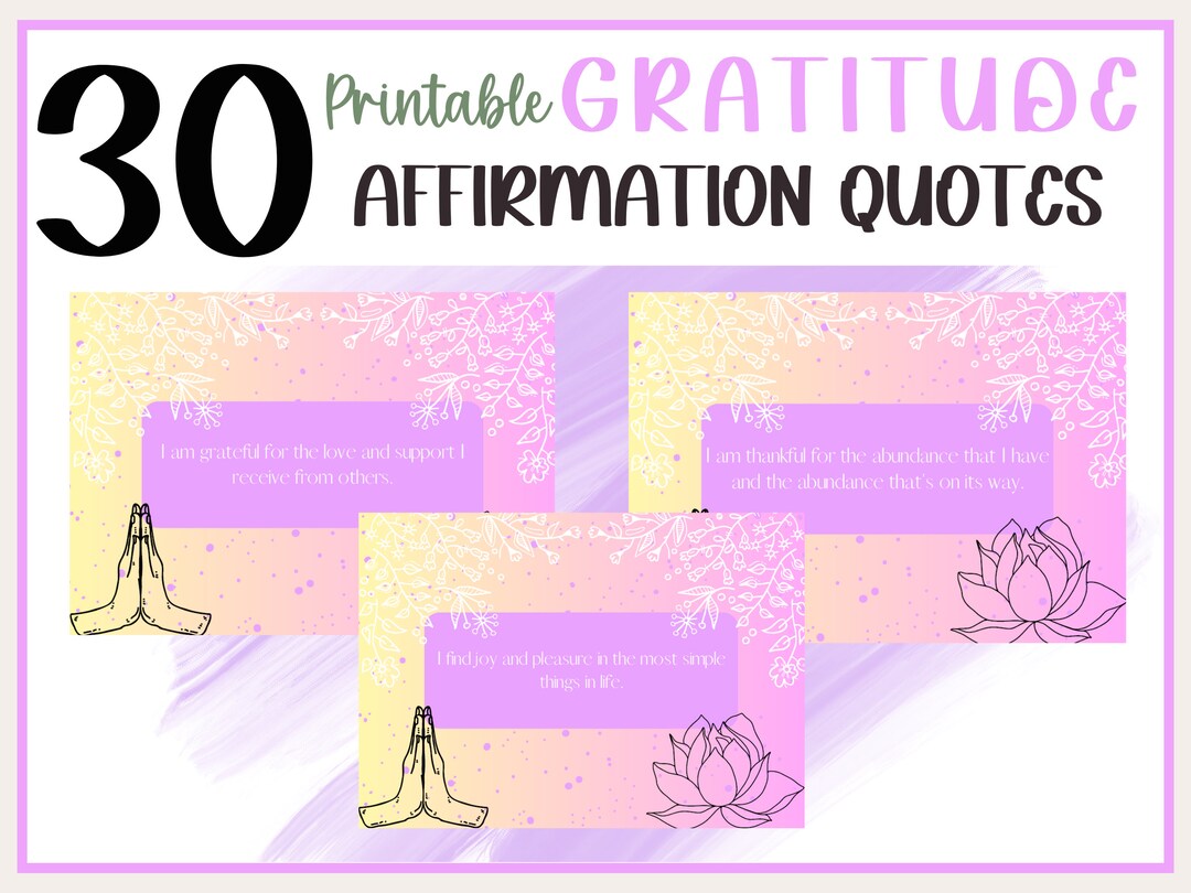 30 Gratitude Affirmation Cards inspirational Quote Deck Daily ...