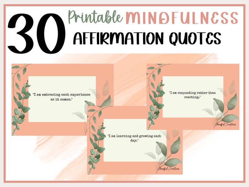 30 Mindfulness Affirmation Cards, Positive Affirmations, Mindful ...