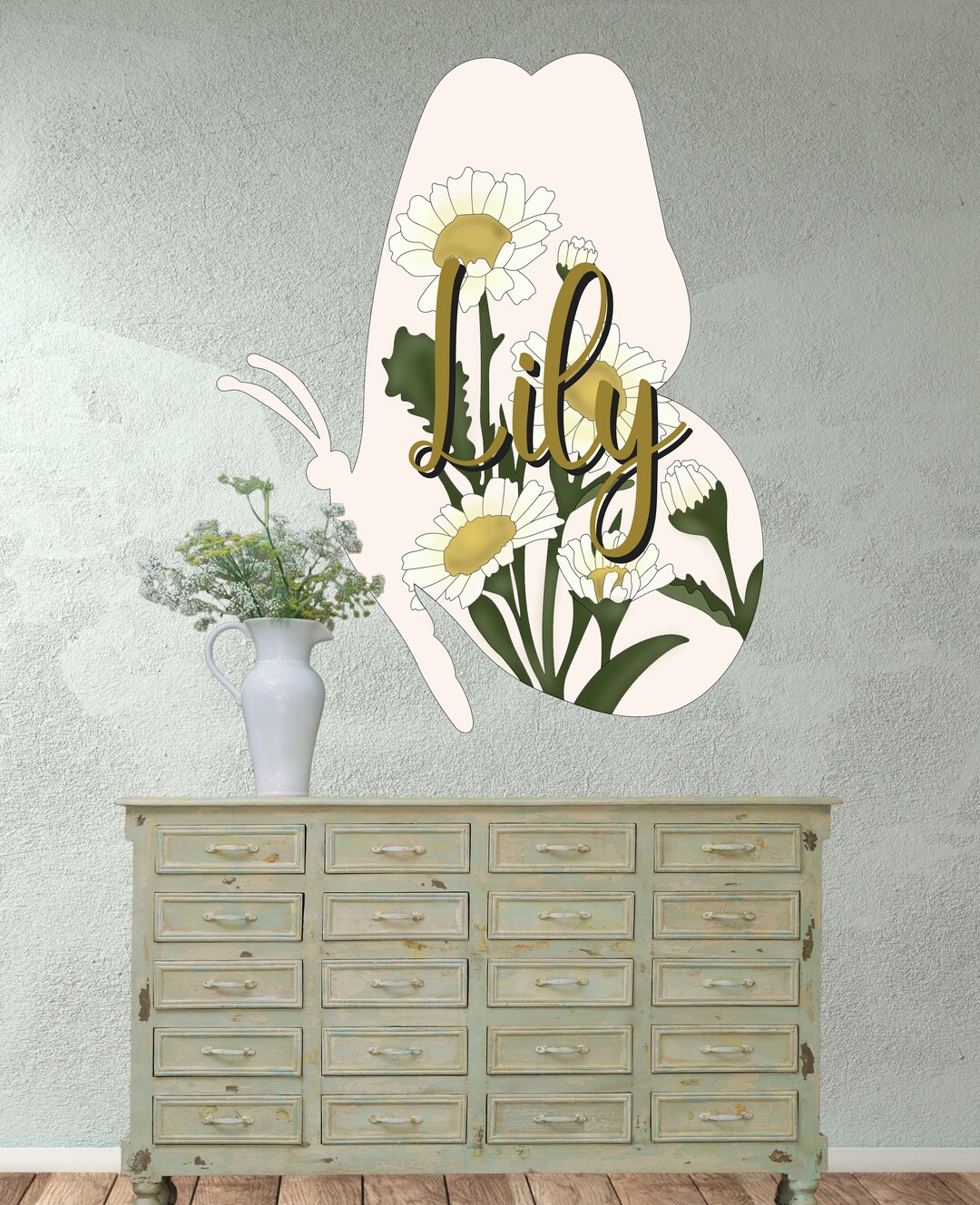 Daisy Butterfly SVG - Florals With Butterfly Wing Nursery Sign SVG ...