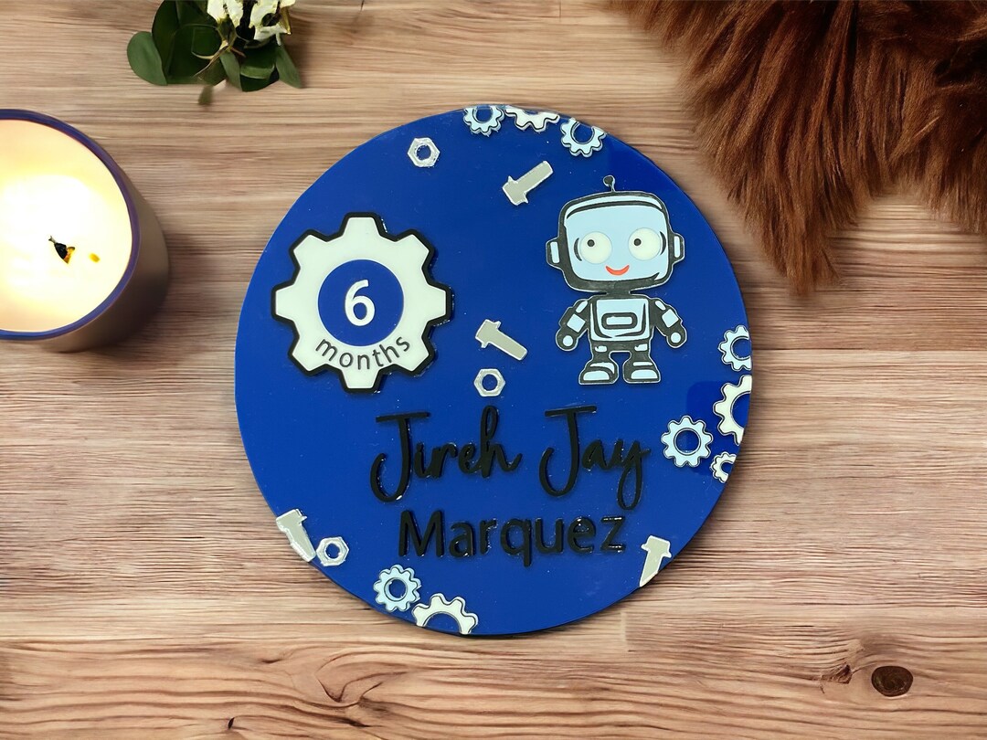 Robot Monthly Milestone SVG Robot Themed Monthly Milestone Template for ...