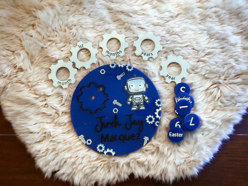 Robot Monthly Milestone SVG Robot Themed Monthly Milestone Template for ...