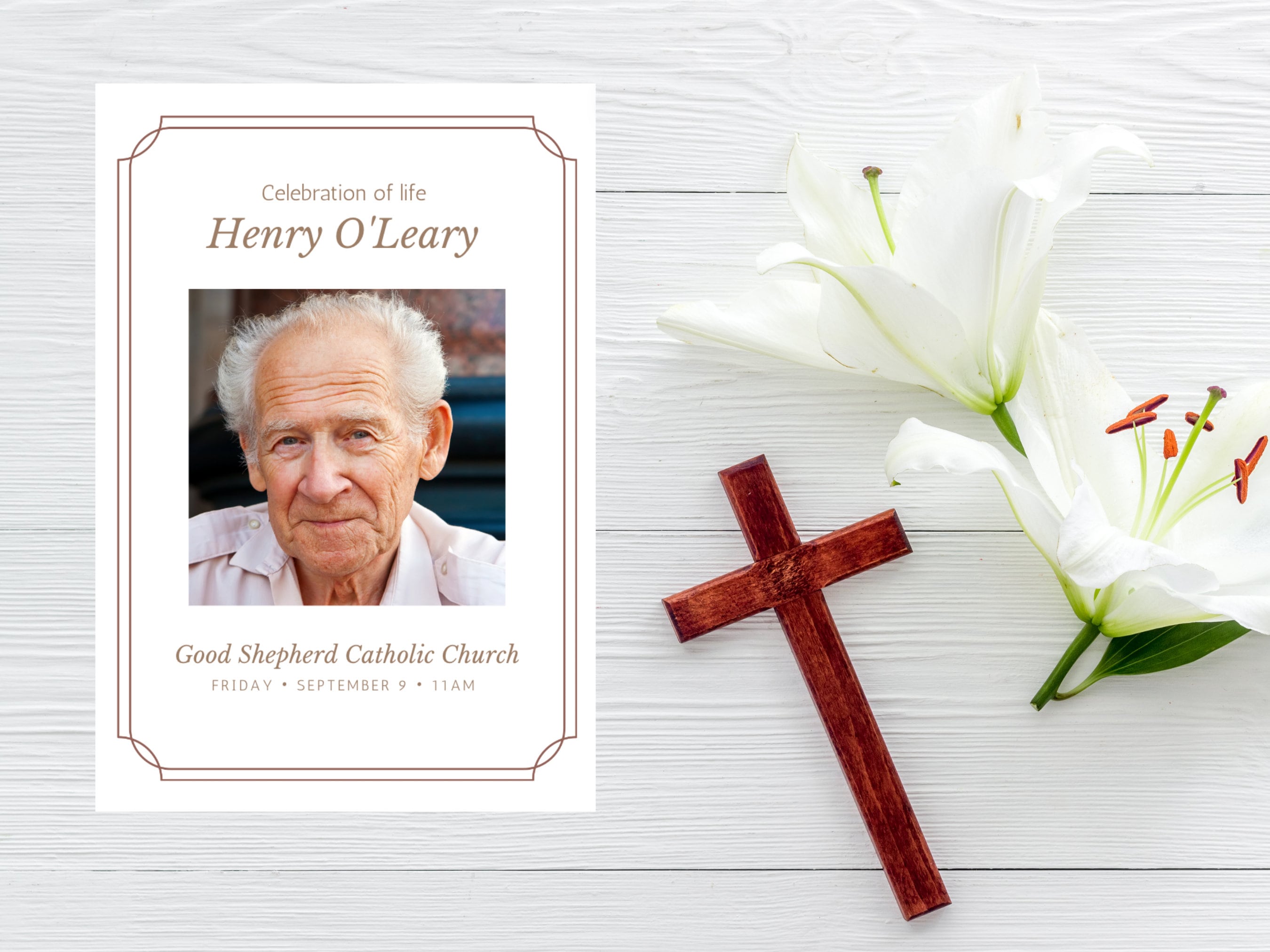 Catholic Funeral Program Template: Minimalist Memorial Mass (digital ...