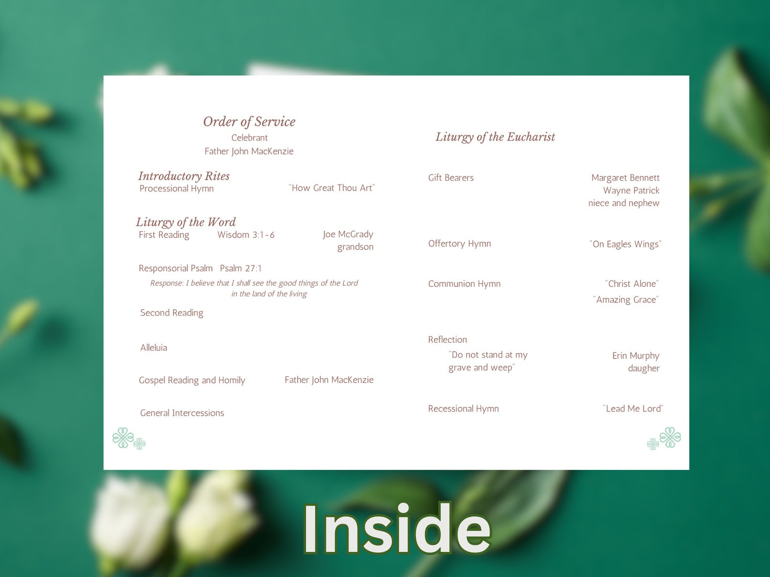 Funeral Program Catholic Funeralprogram Template Irish Funeral ...