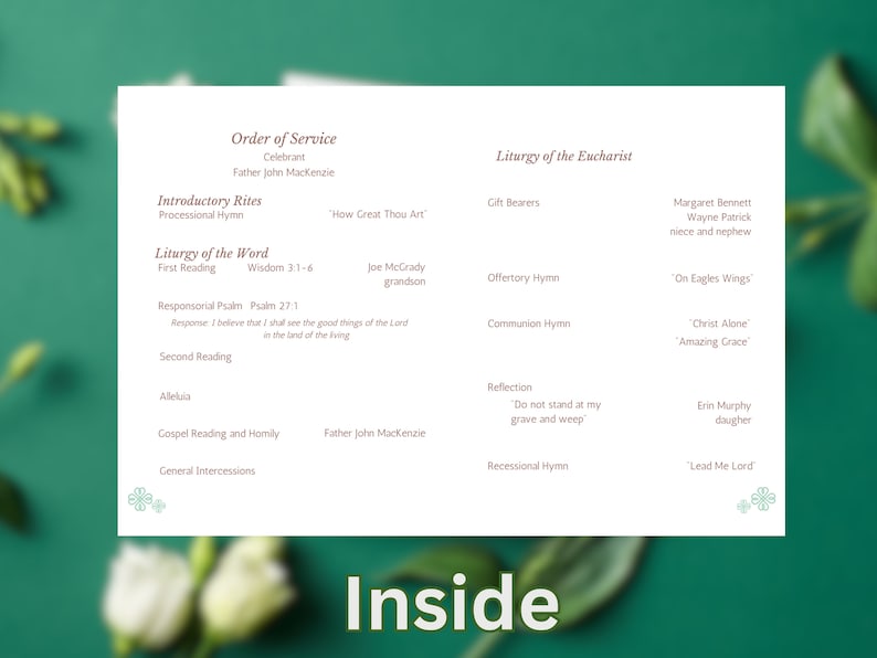 Funeral Program Catholic Funeralprogram Template Irish Funeral ...