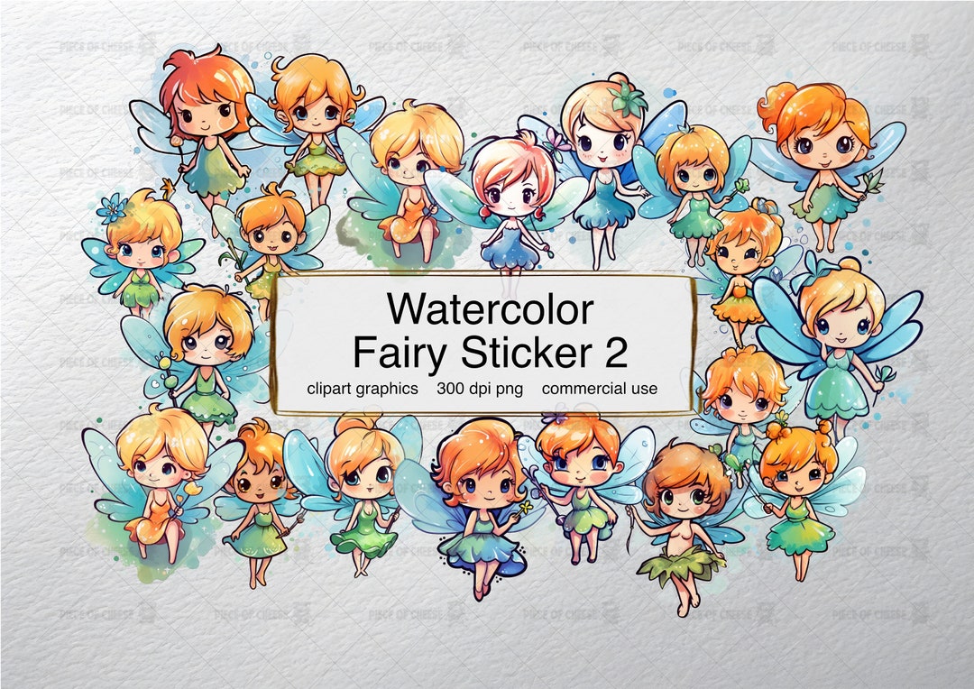 Watercolor Cute Fairy Clipart V2 | Fairy Magic | Separated PNG Files ...