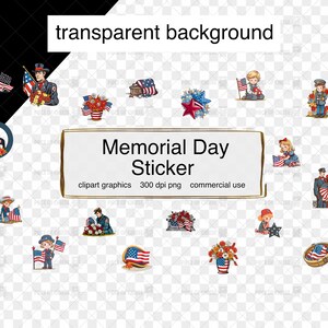 Memorial Day Sticker Clipart USA | Separated Digital Png Graphics for ...