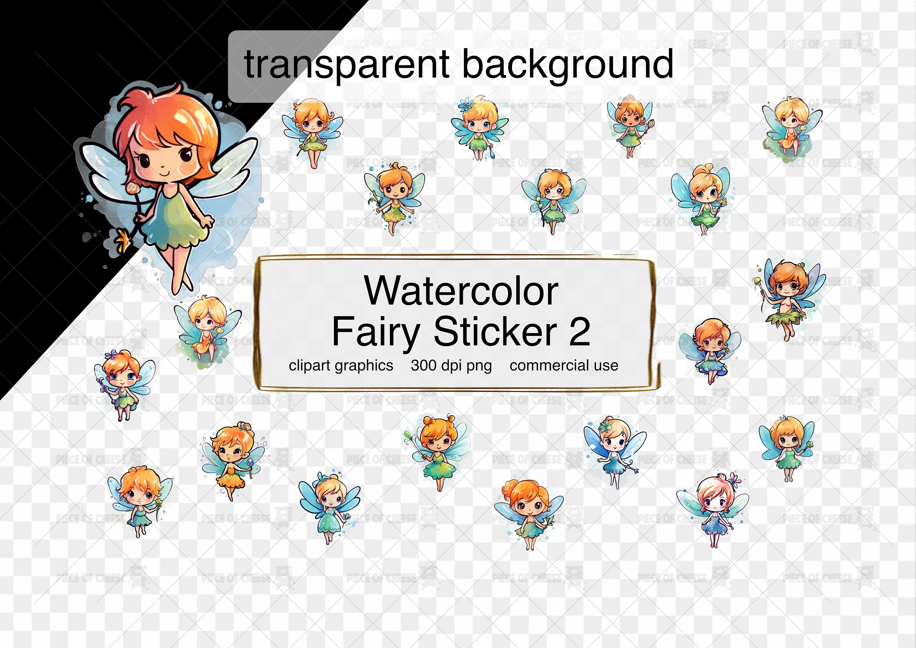 Watercolor Cute Fairy Clipart V2 | Fairy Magic | Separated PNG Files ...