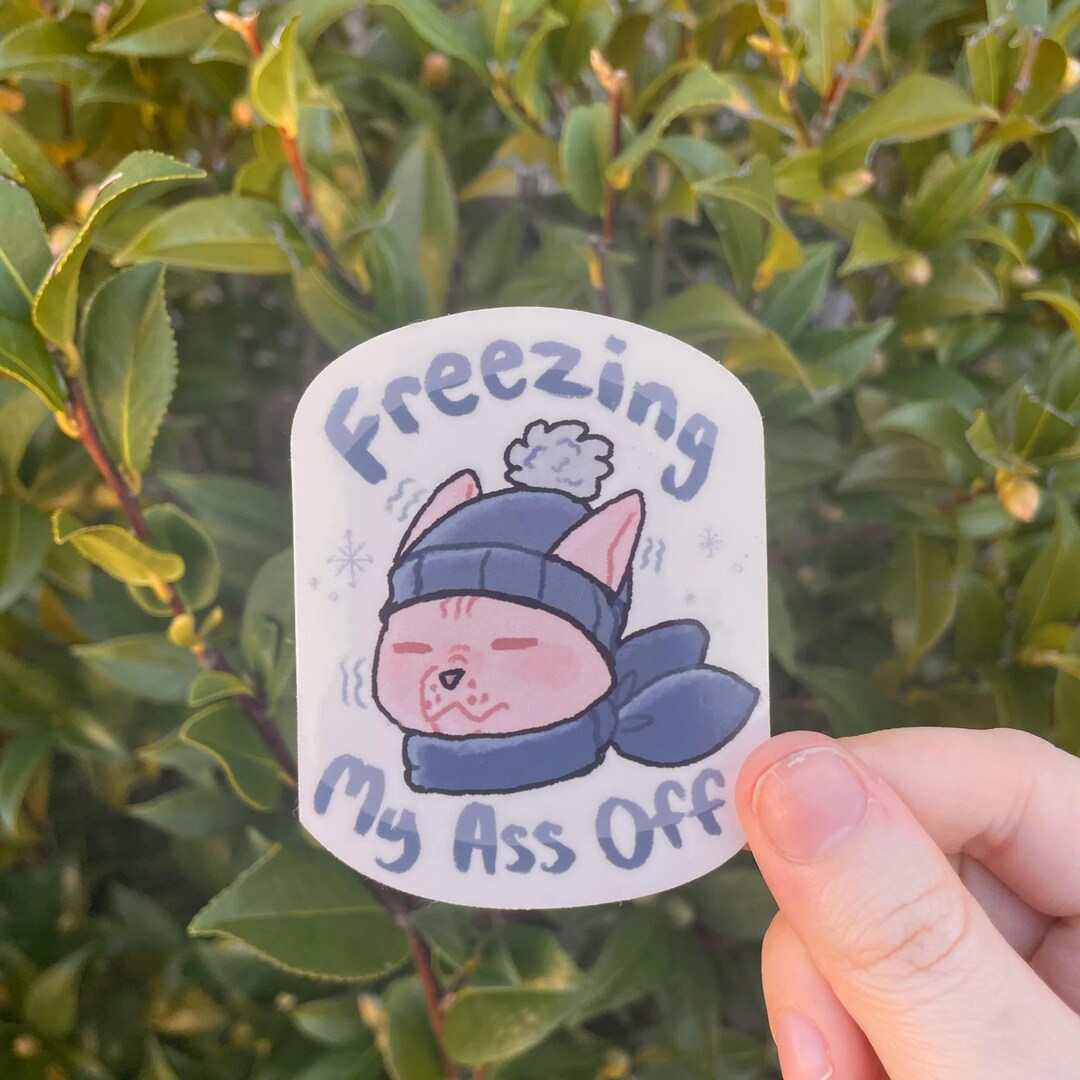 Freezing My Ass off Cat Sticker - Etsy