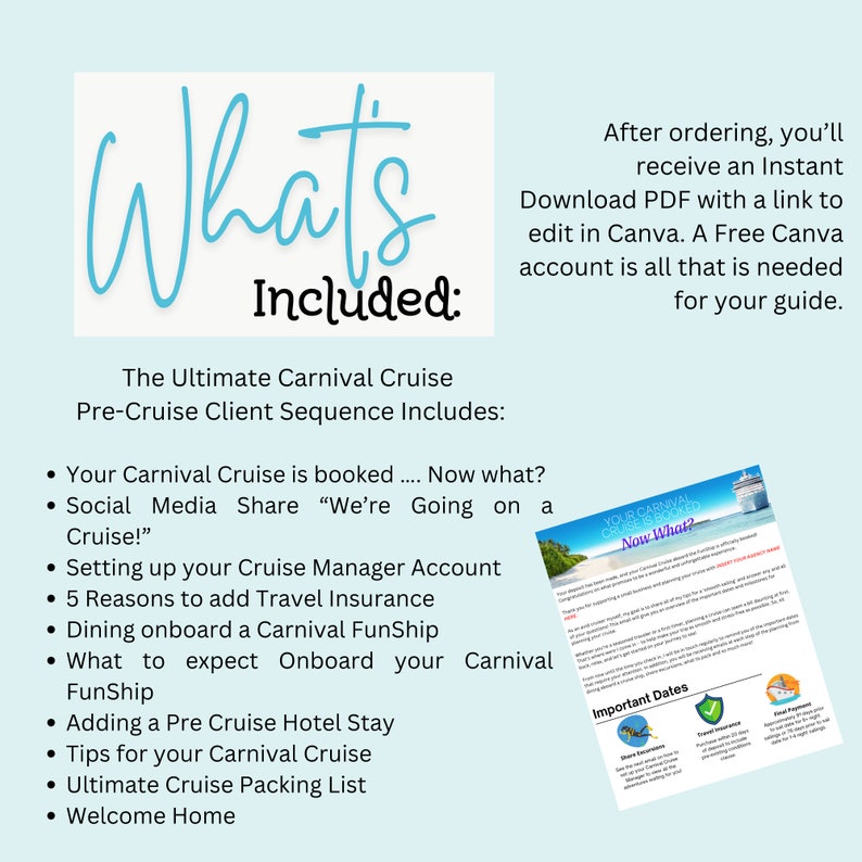 The Ultimate Carnival Cruise Pre-cruise Client Sequence - Etsy