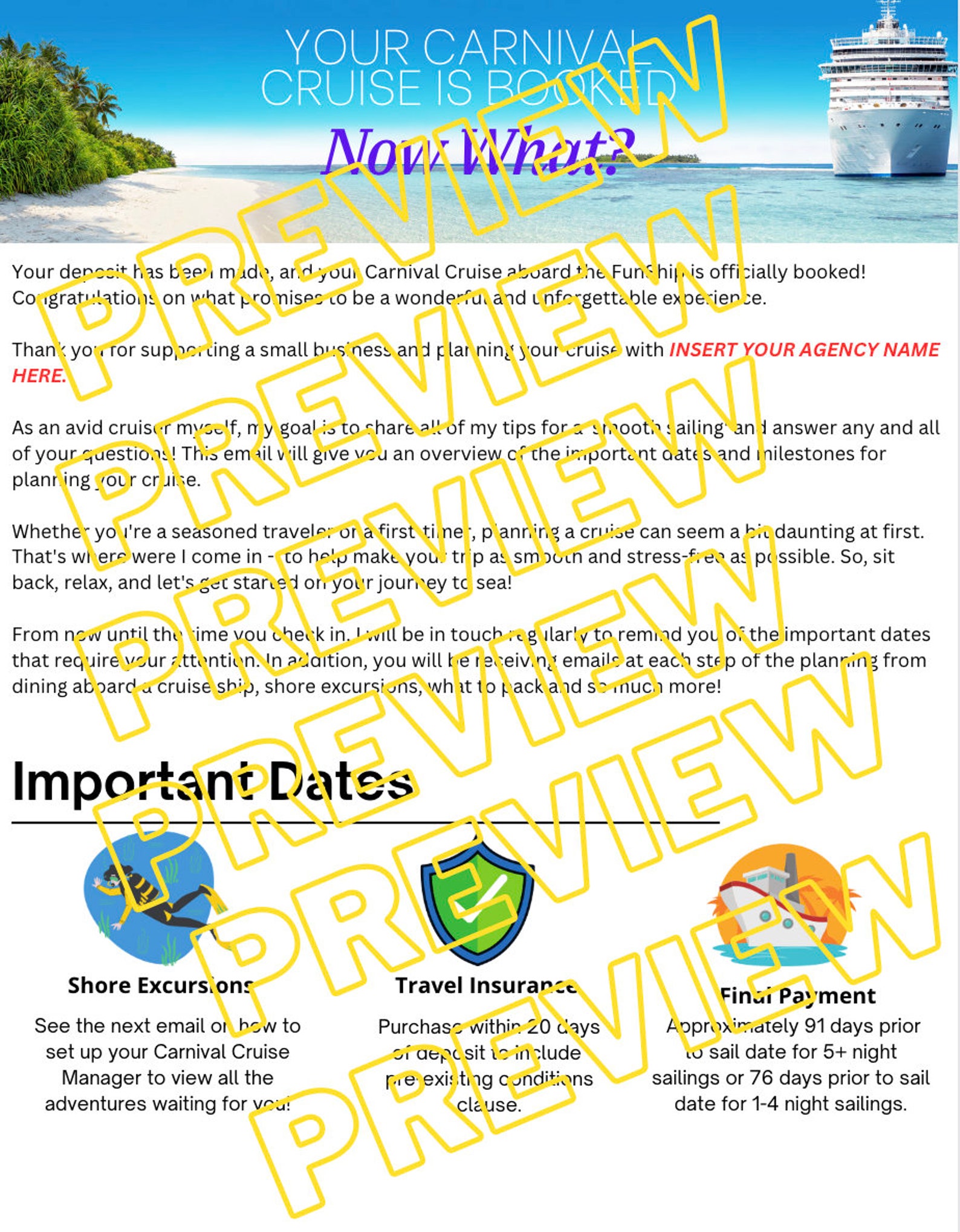 The Ultimate Carnival Cruise Pre-cruise Client Sequence - Etsy