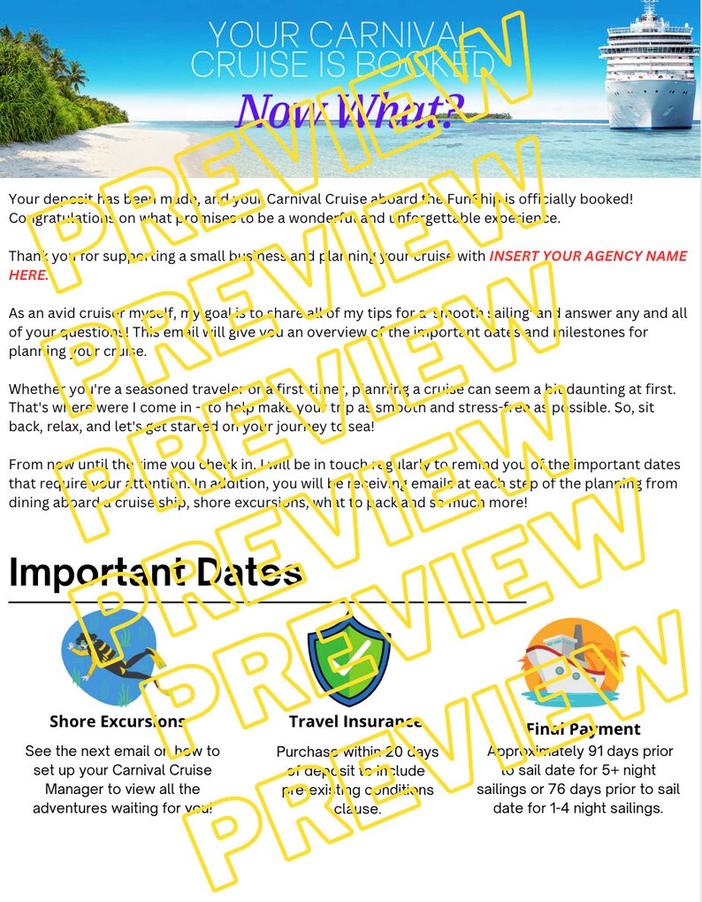 The Ultimate Carnival Cruise Pre-cruise Client Sequence - Etsy