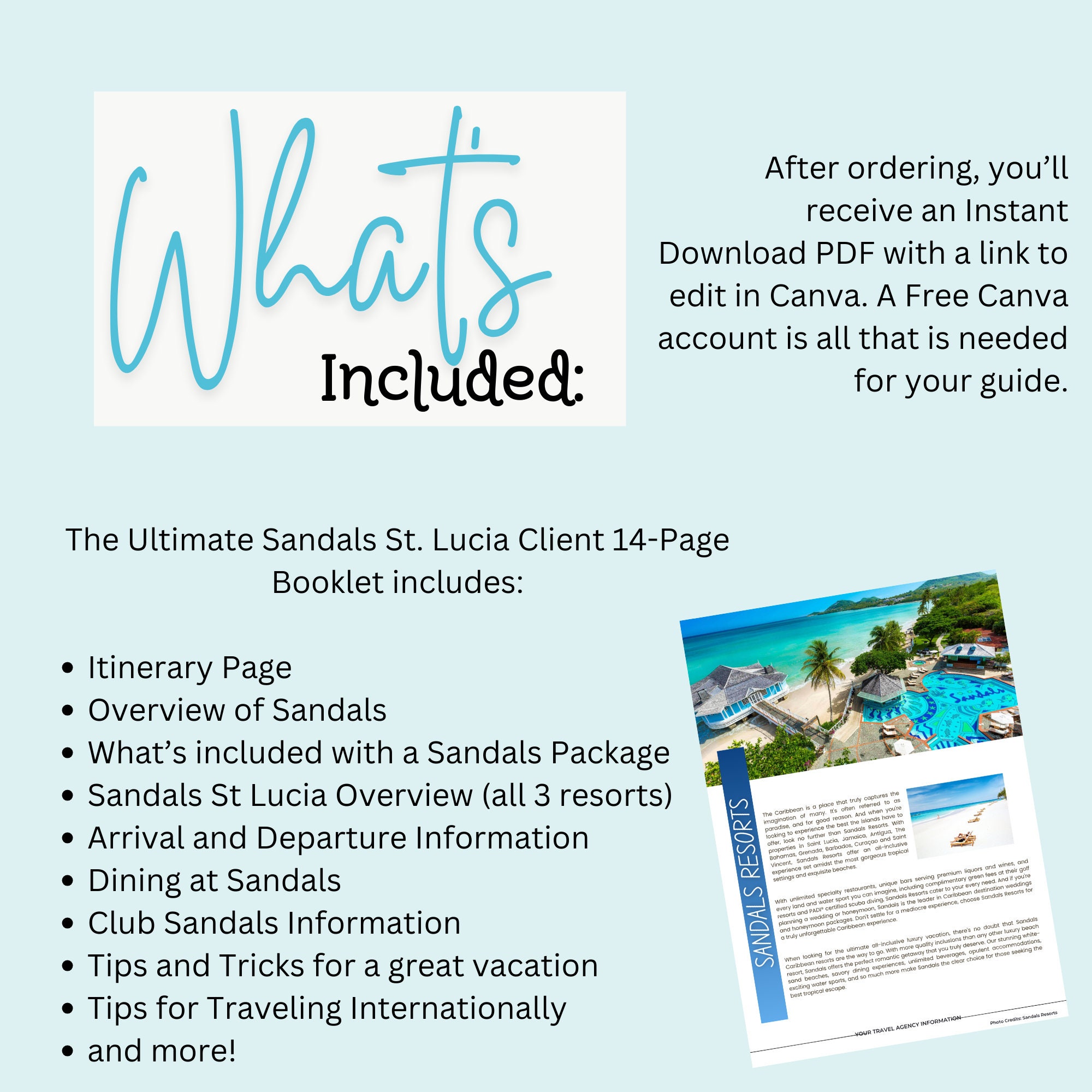 The Ultimate Sandals St Lucia Client Information & Itinerary - Etsy