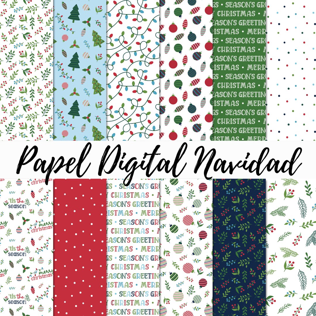 Merry Christmas Digital Paper Seamless Digital Papers Paper - Etsy