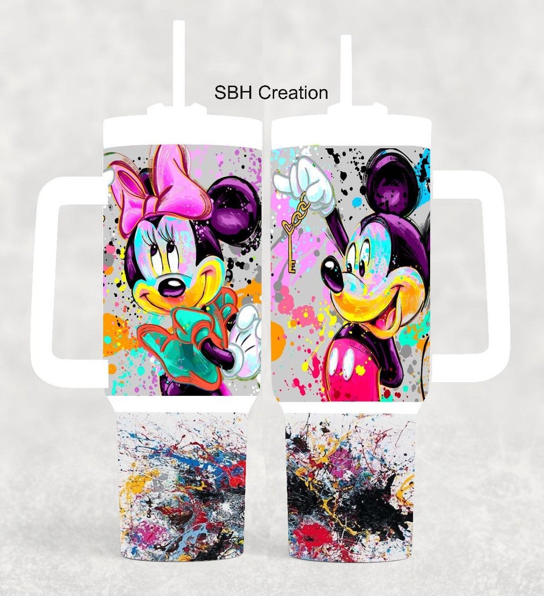 40oz Paint Splitter Mickey and Minnie Insulated Tumbler (like the ...