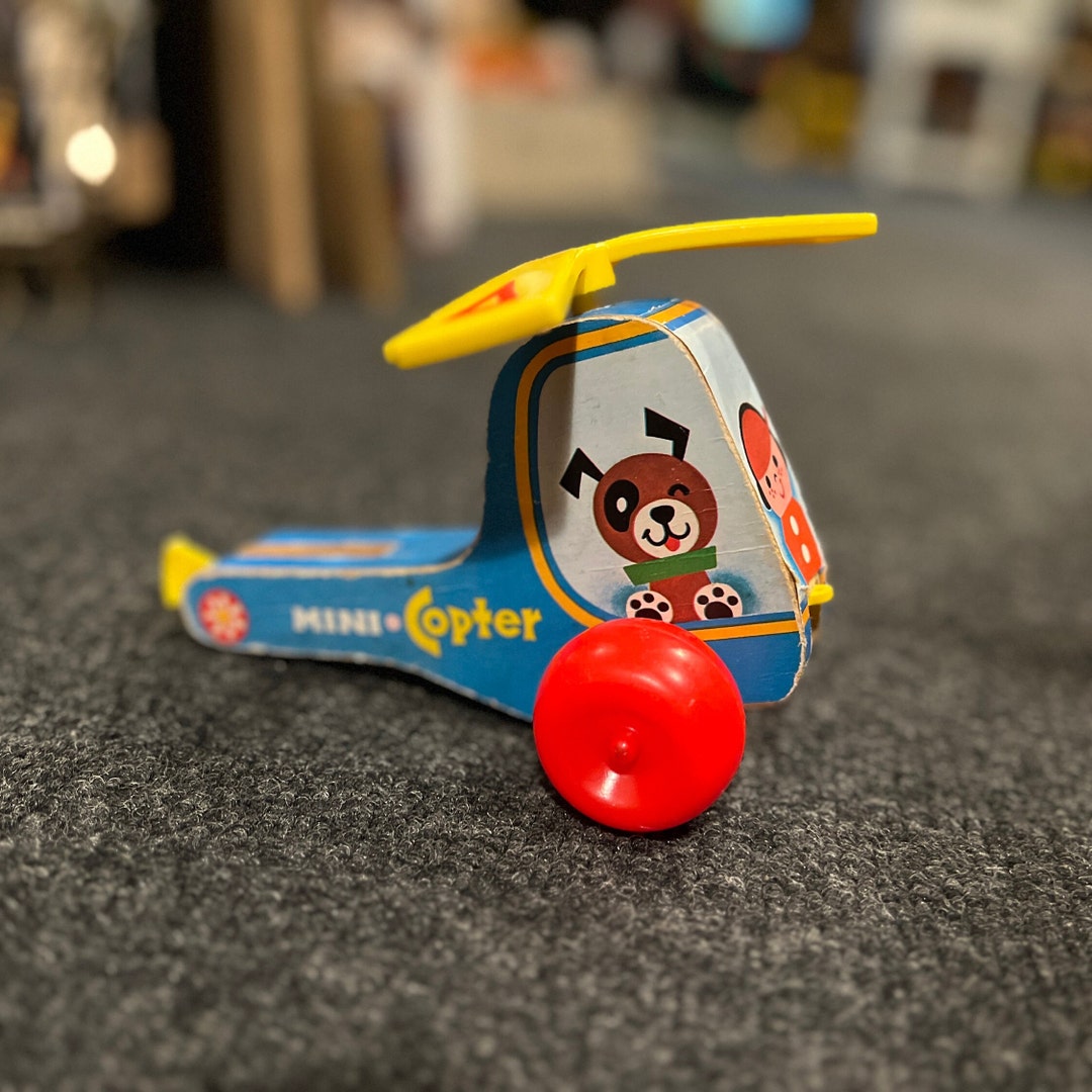Vintage 1970 Fisher Price Mini Copter 448 Wooden Helicopter Pull Toy - Etsy