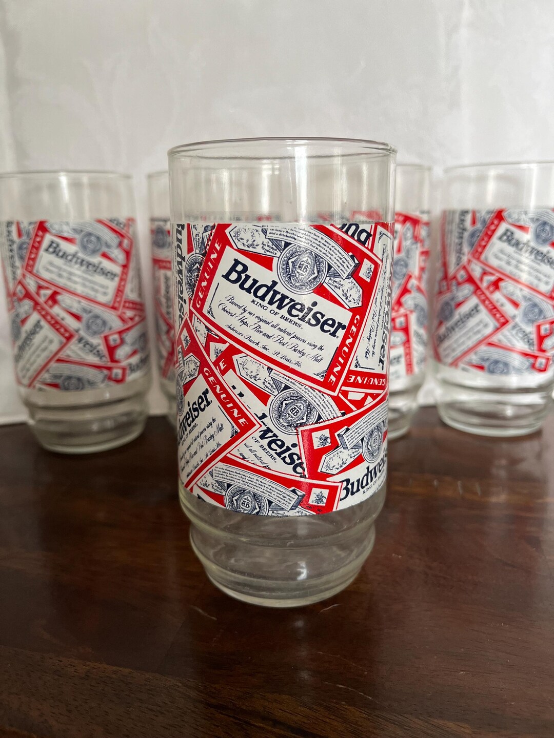 Vintage Set of 5 Budweiser Label Beer Glasses - Etsy