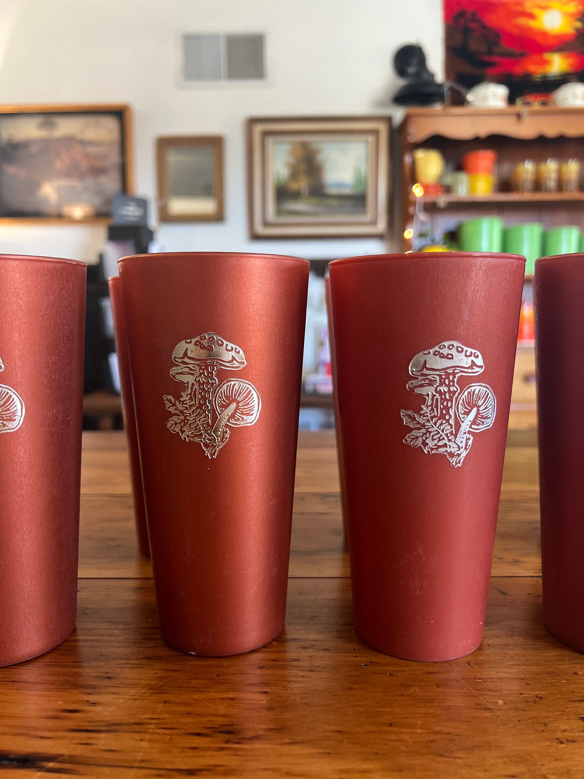 NASCO Mushroom Cups Copper Rust Color Plastic Tumblers Vintage - Set of ...