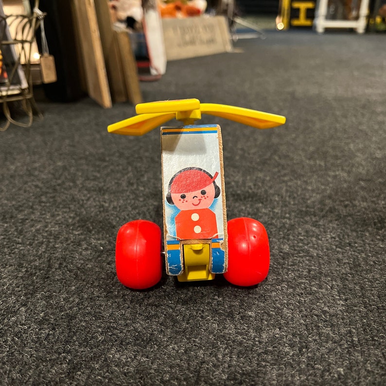 Vintage 1970 Fisher Price Mini Copter 448 Wooden Helicopter - Etsy