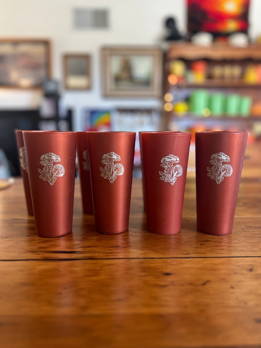 NASCO Mushroom Cups Copper Rust Color Plastic Tumblers Vintage - Set of ...