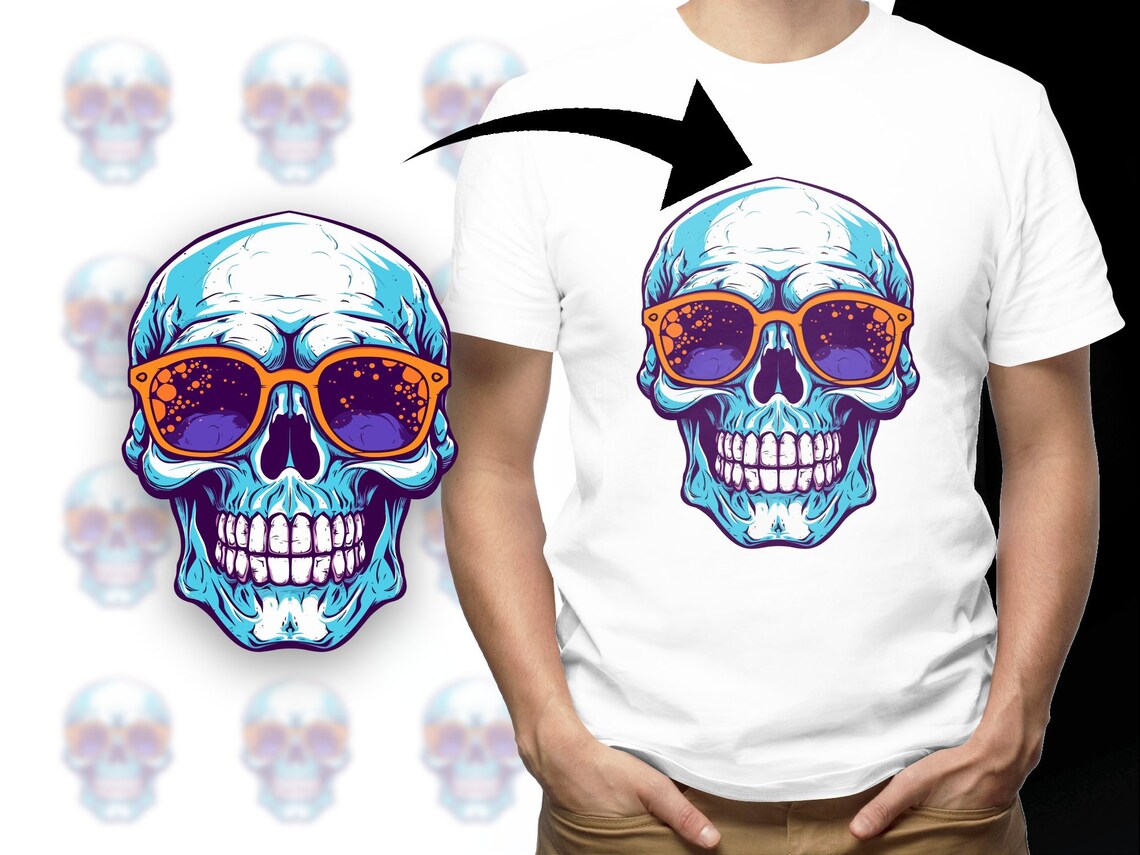 Cartoon Cool Skull With Sunglasses SVG PNG EPS Commercial Use - Etsy