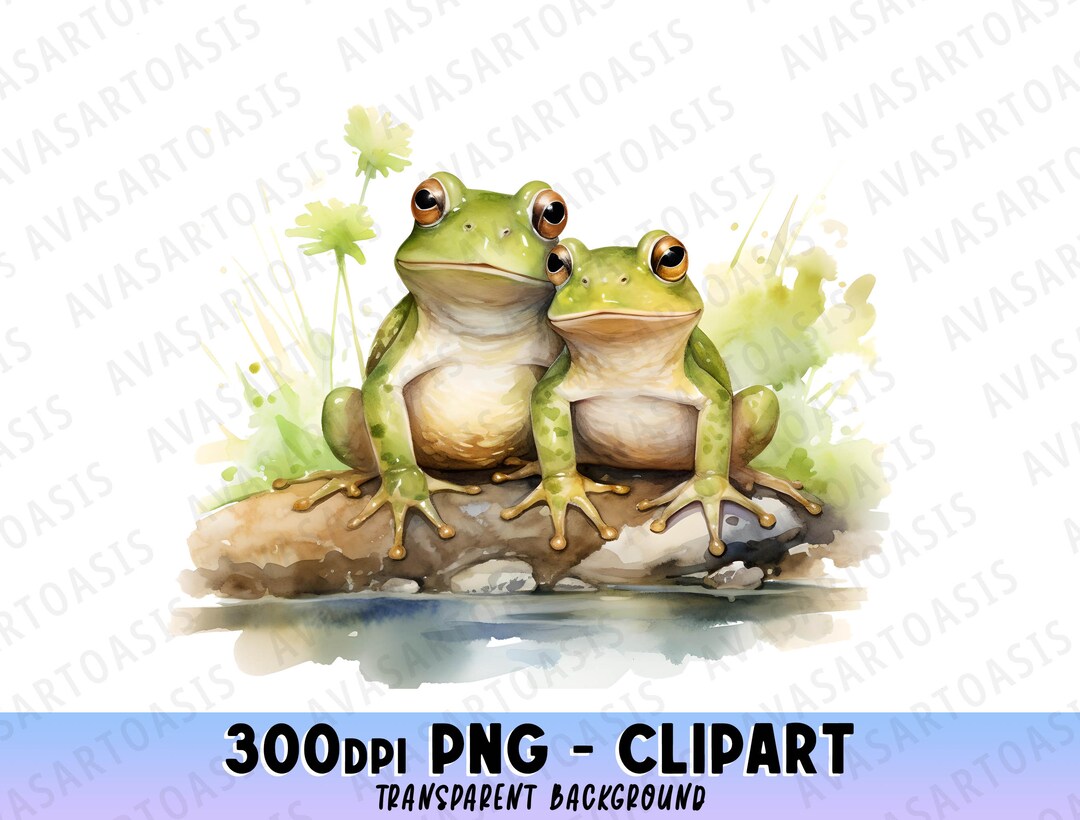 Cute Frogs Watercolor Clip Art, 300dpi PNG, Frog and Toad Clipart PNG ...
