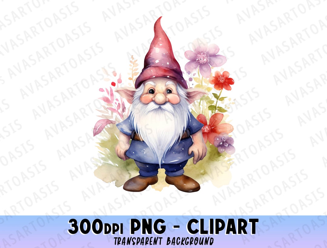 Watercolor Gnome PNG Clipart, 300dpi PNG, Fall Gnome PNG, Watercolor ...